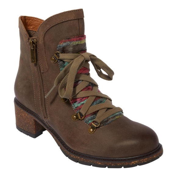 Aetrex | Shoes | Aetrex Dark Taupe Joleen Boot Orthotic Leather Laceup ...